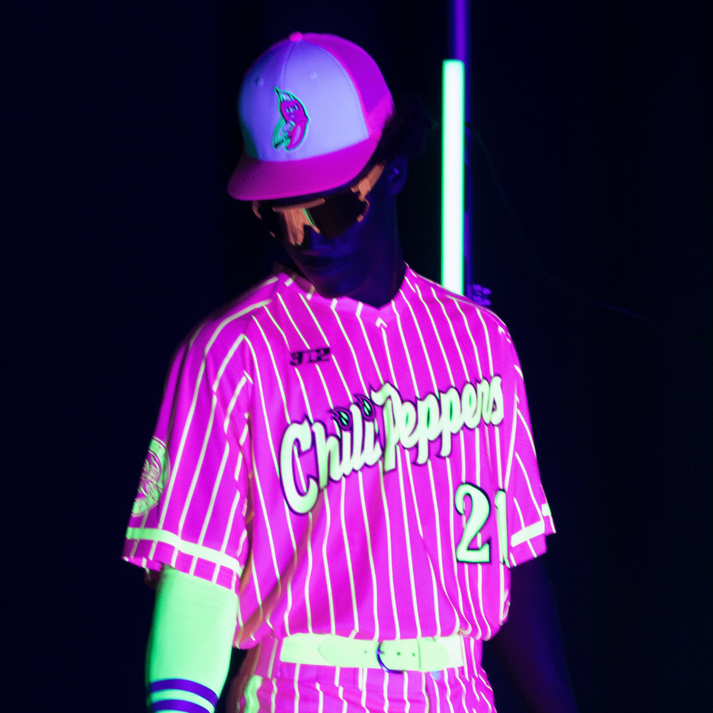 Chili Peppers Pink Pinstripe V-neck Jersey – Tri-City Chili Peppers